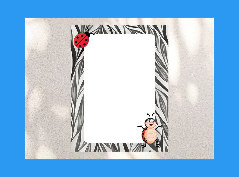 Ladybug Printable Stationery, Journal Paper, Instant Digital Download ...