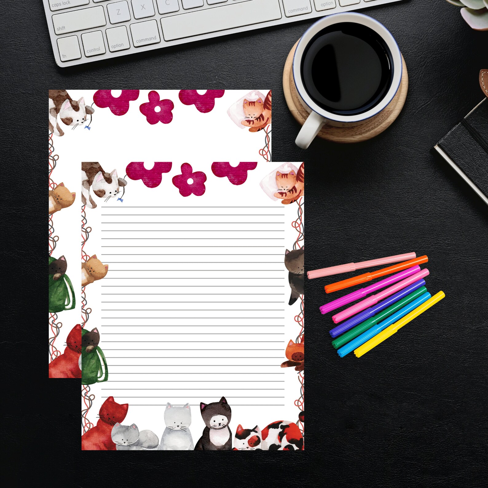 Cat Kitten Printable, Stationery and Journal Paper, Lined and Unlined ...
