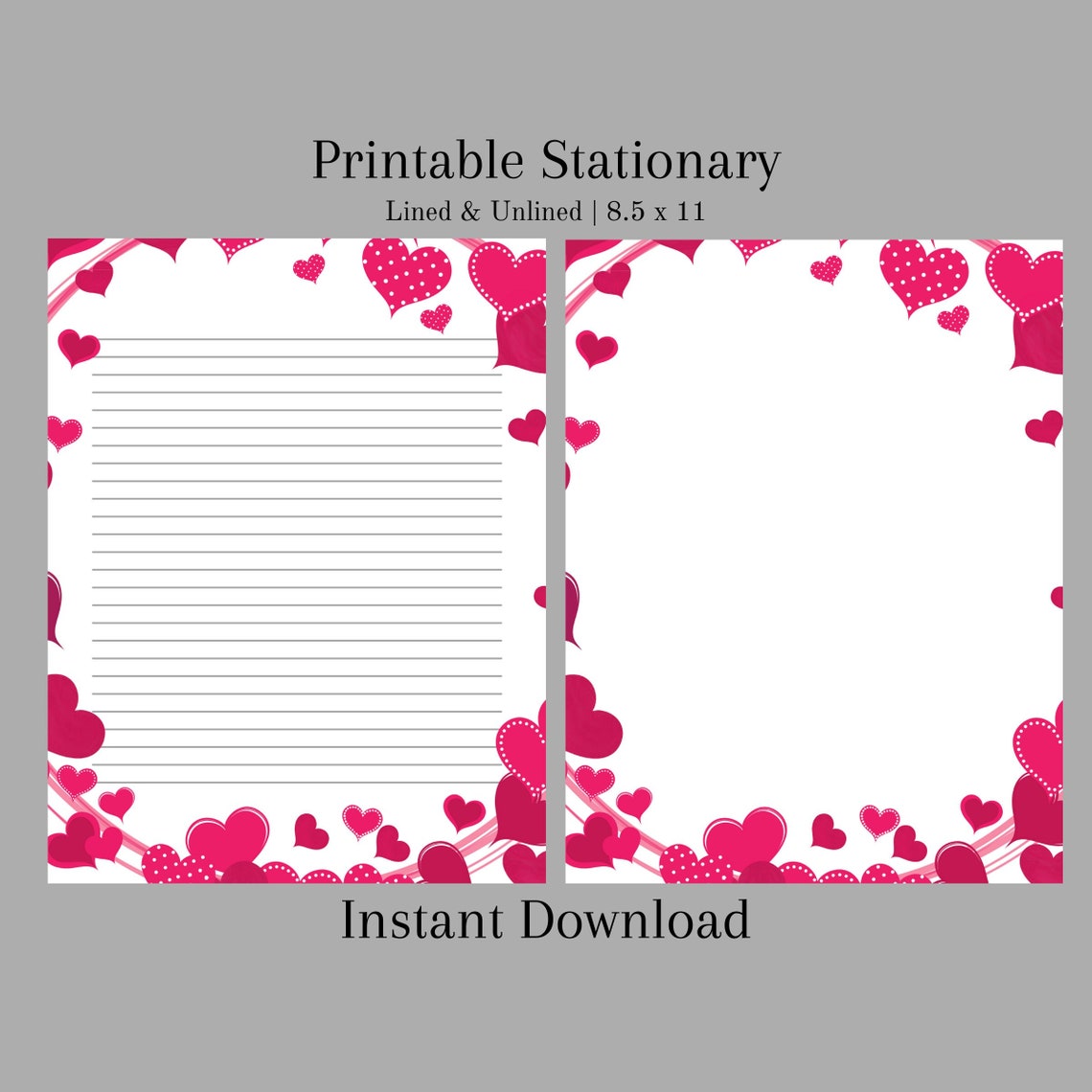 Love Printable, Love Letter Paper, Stationery and Journal Paper, Lined ...