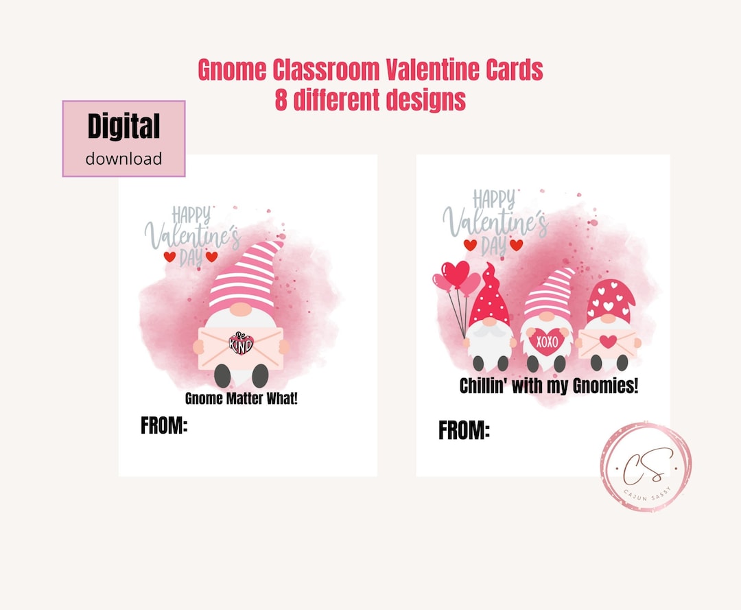 Printable Gnome Valentine for School Class Gnome Valentine Download ...