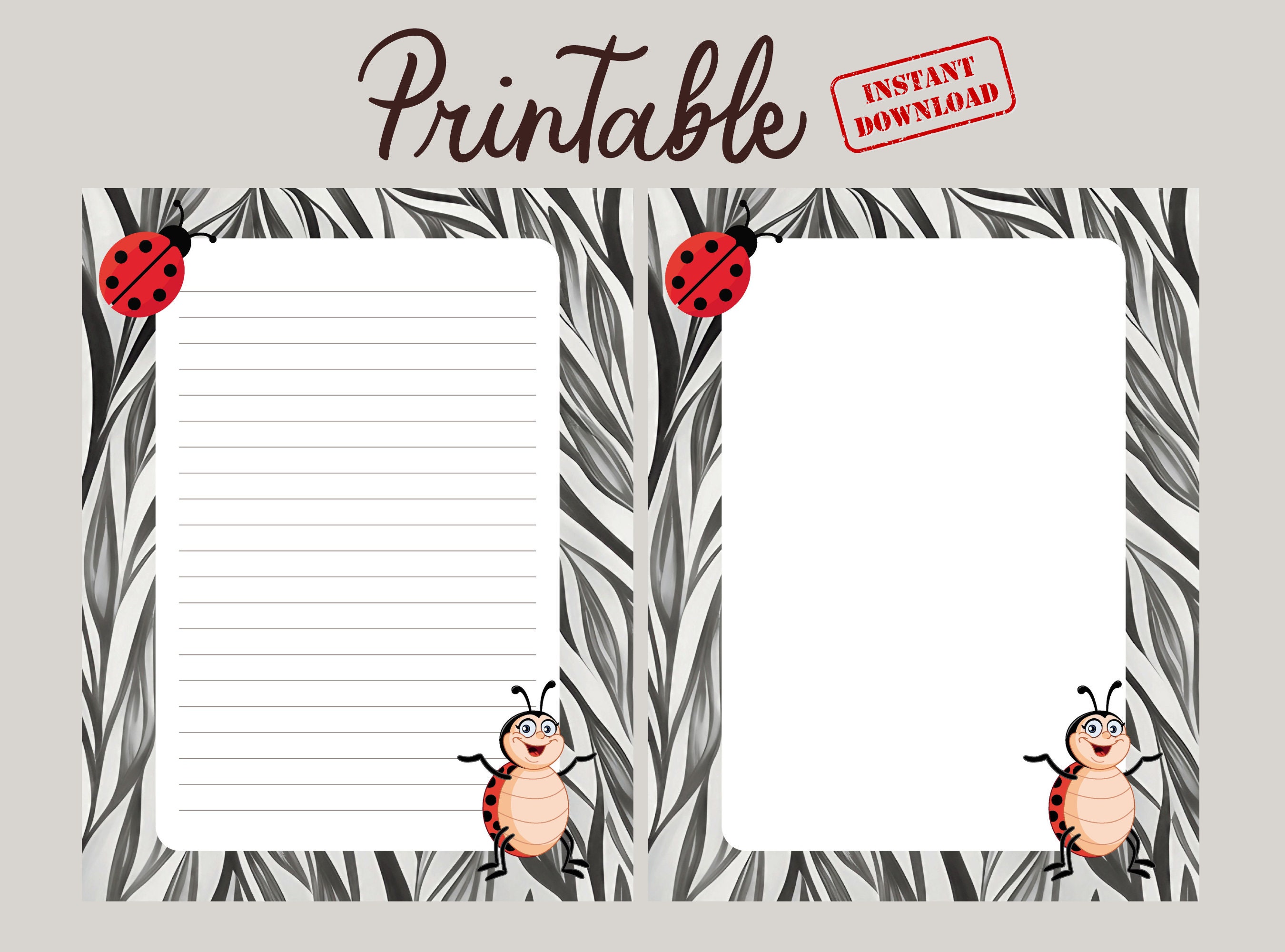 Ladybug Stationery Printable Ladybug Paper Clip Bookmark. Bookmark