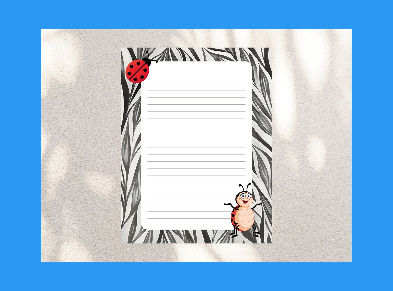 Ladybug Printable Stationery, Journal Paper, Instant Digital Download ...
