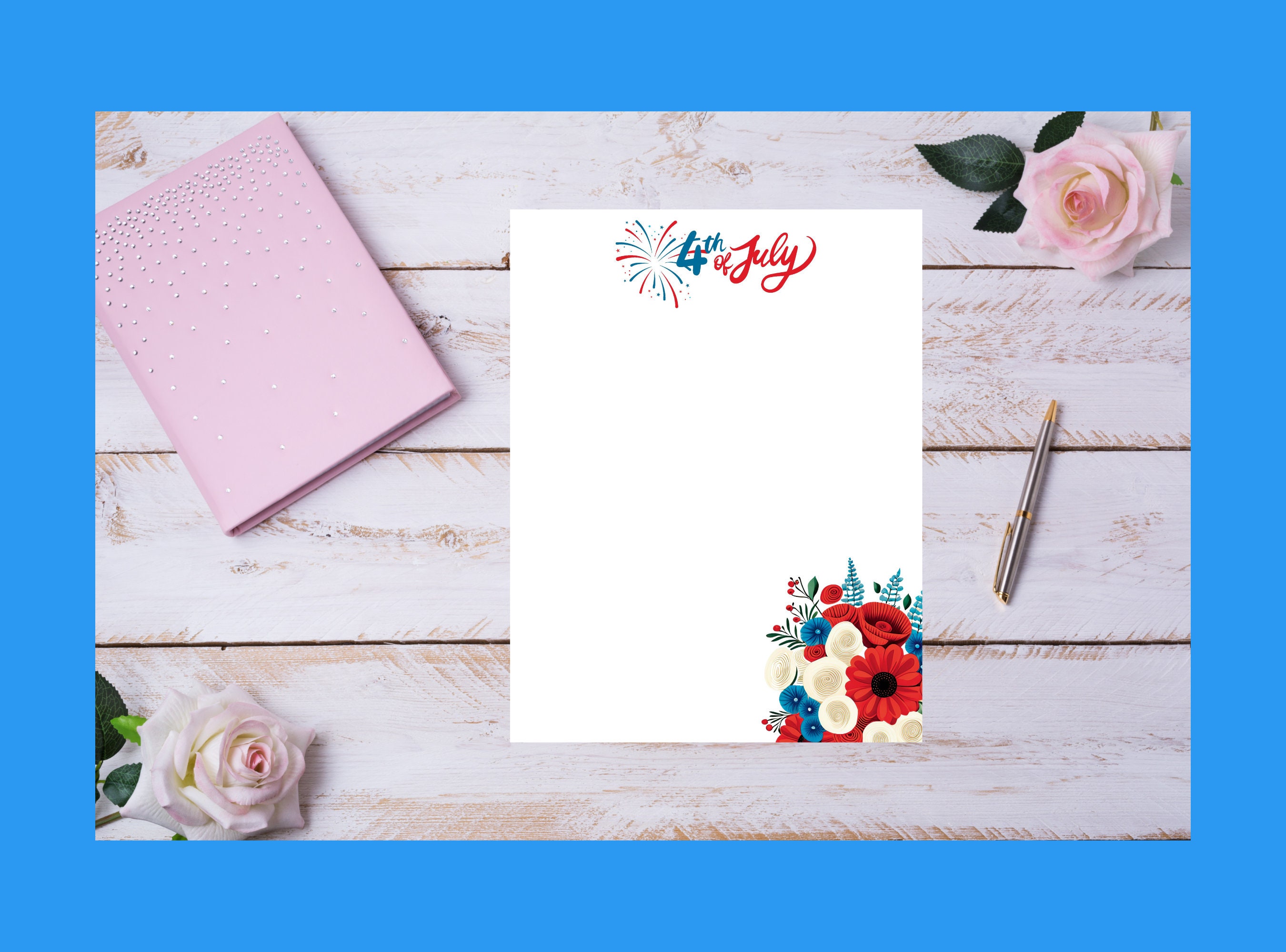 4th of July Printable Stationery, Journal Paper, Lined and Unlined ...