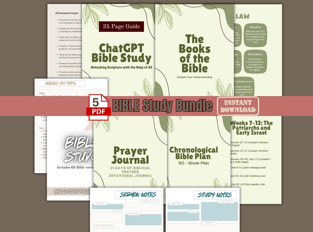 Bible Study Bundle, Digital Bible Prints, Chat GPT Bible Study Guide ...