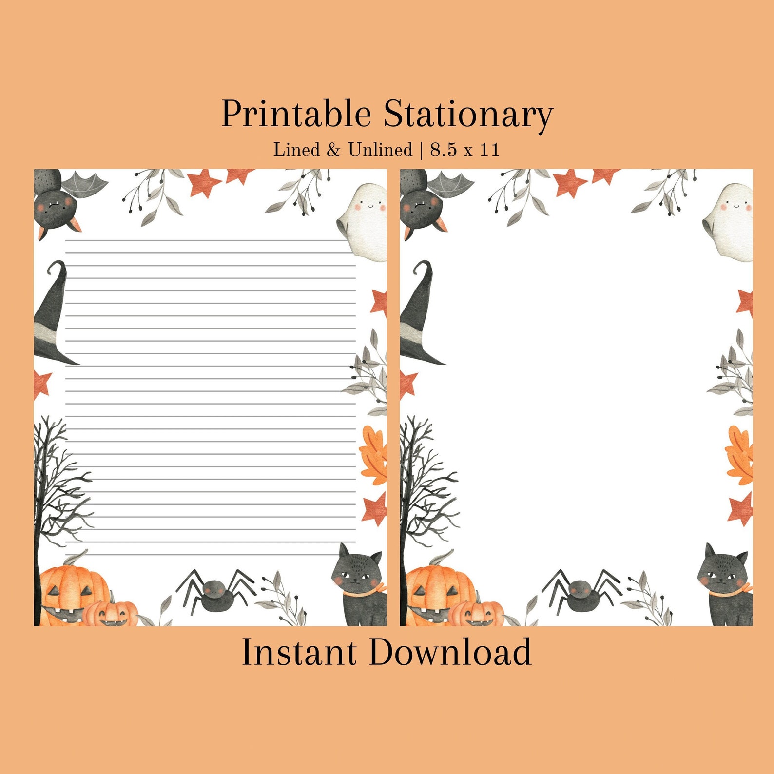 Halloween Fall Printable Stationery: Perfect for Journaling, Available ...