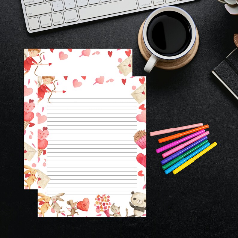 Cupid Love Border Printable, Stationery or Journal Paper or Lined and ...