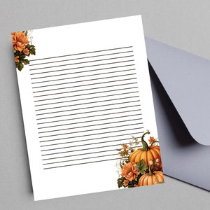 Fall Pumpkin Printable Stationery, Journal Paper - Lined and Unlined ...