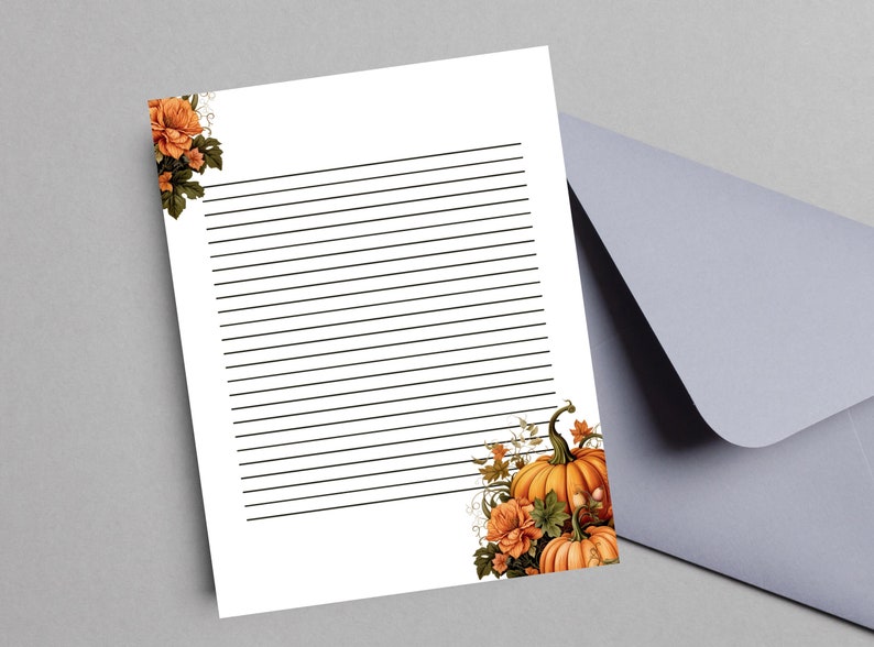 Fall Pumpkin Printable Stationery, Journal Paper - Lined and Unlined ...