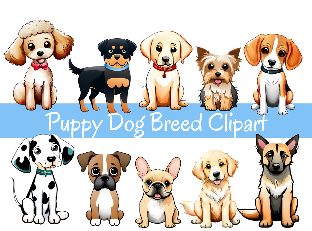 Puppy Dog Breed Clipart, Watercolor Dogs, 10 Files, Instant Digital ...