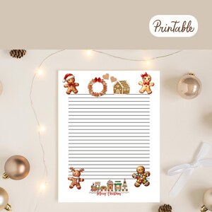 Gingerbread Christmas Printable, Stationary or Journal Paper, Lined and ...