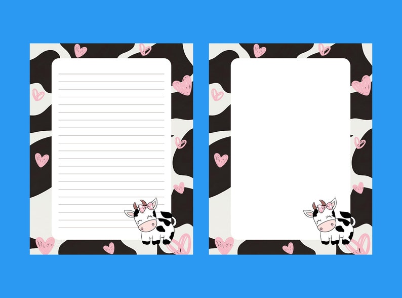 Black Cow Printable Stationery, Cow Print, Instant Download, PDF - JPG ...