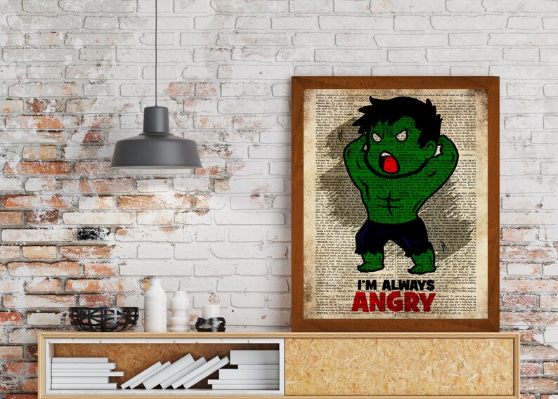 Lámina De Hulk Hulk Pared Arte Impresión Del Arte Del Libro Etsy