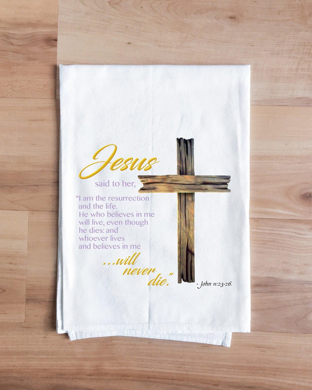 Jesus and the Cross Easter Flour Sack Towel | Christian Tea Towel for ...