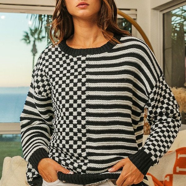 Checkerboard Sweater - Etsy