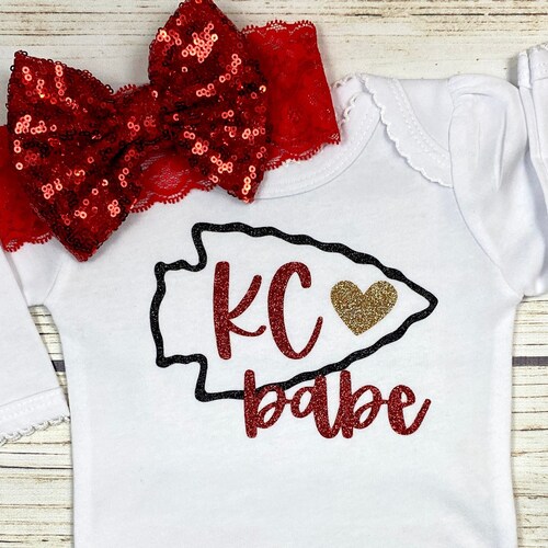 KC Babe Chiefs Fan Football Bodysuit Outfit for Baby Girl - Etsy