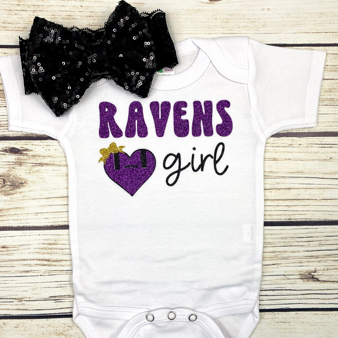Ravens Girl Retro Style Football Heart Bodysuit Outfit for Baby Girl - Etsy