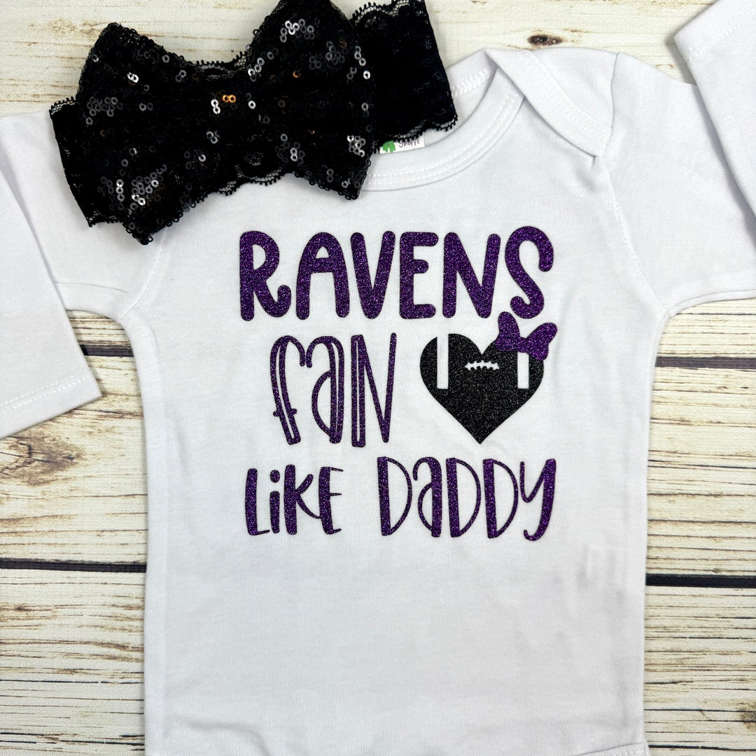 Ravens Fan Like Daddy Football Heart Bodysuit Outfit for Baby Girl - Etsy