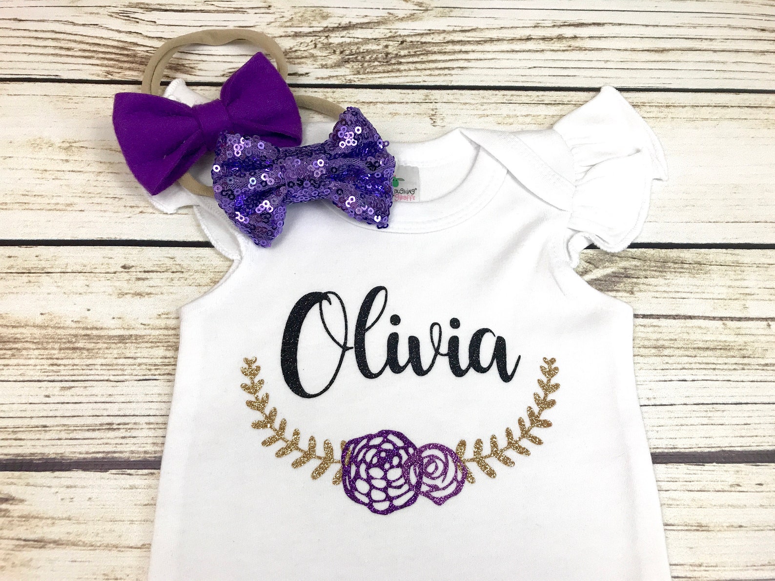 Newborn Baby Girl Custom Name Bodysuit With Matching Newborn - Etsy