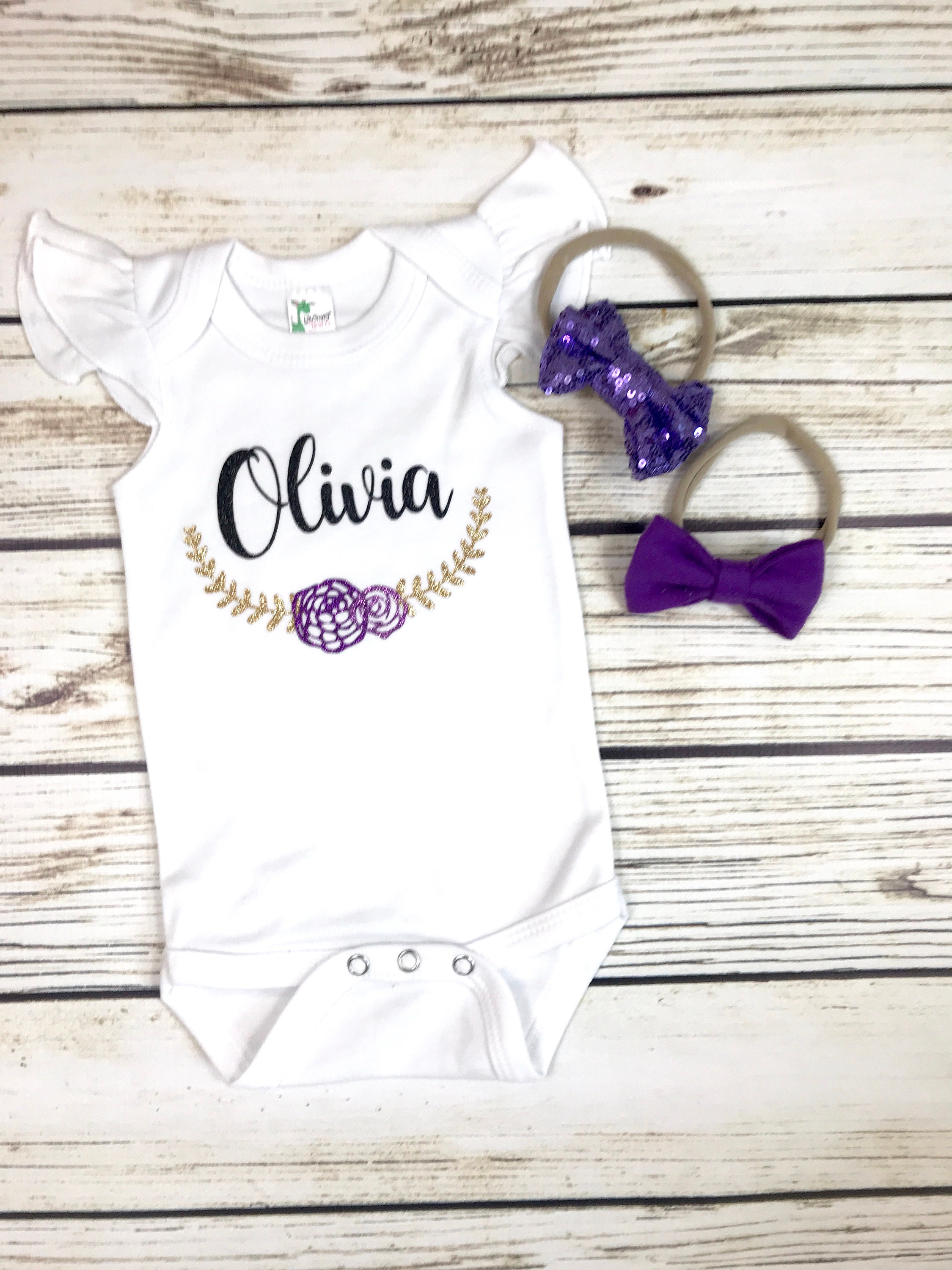 Newborn Baby Girl Custom Name Bodysuit With Matching Newborn - Etsy