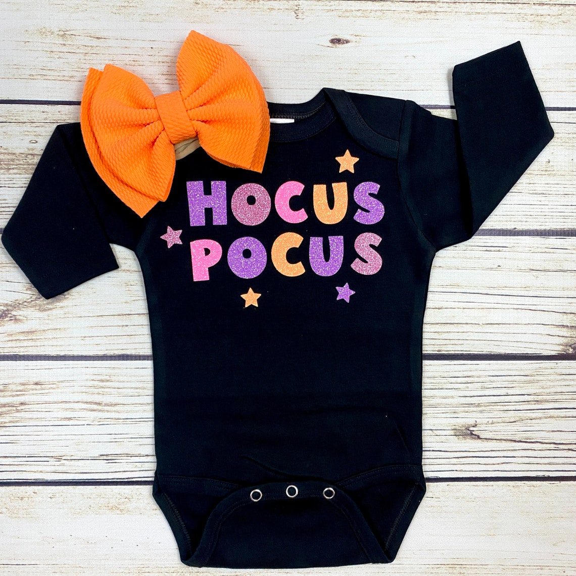 Hocus Pocus Halloween Pinks and Purples Bodysuit Outfit Baby Girl First ...
