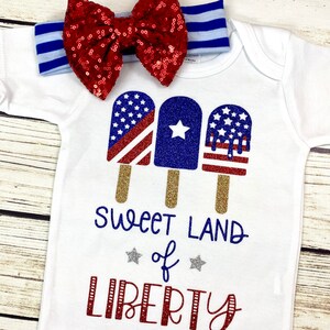 4th of July Baby Bodysuit Outfit: Glitter Popsicle, Red, White & Blue ...
