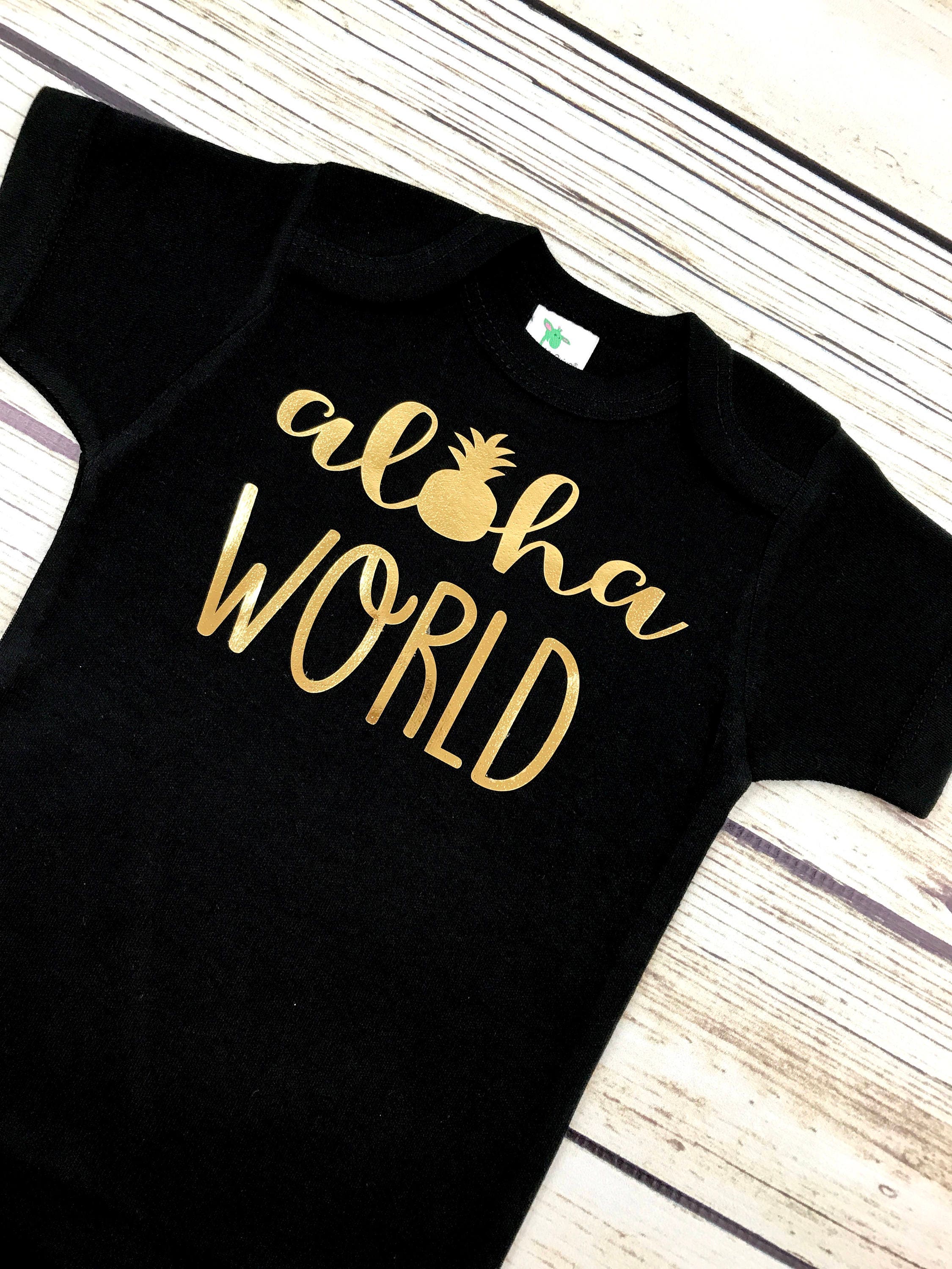 Aloha World Baby Girl Hawaiian Bodysuit Outfit Metallic Gold - Etsy
