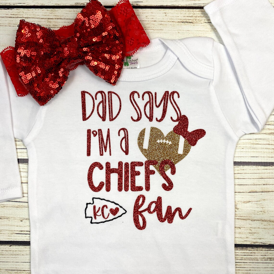 Dad Says I'm a Chiefs Fan Football Bodysuit Outfit for Baby Girl - Etsy