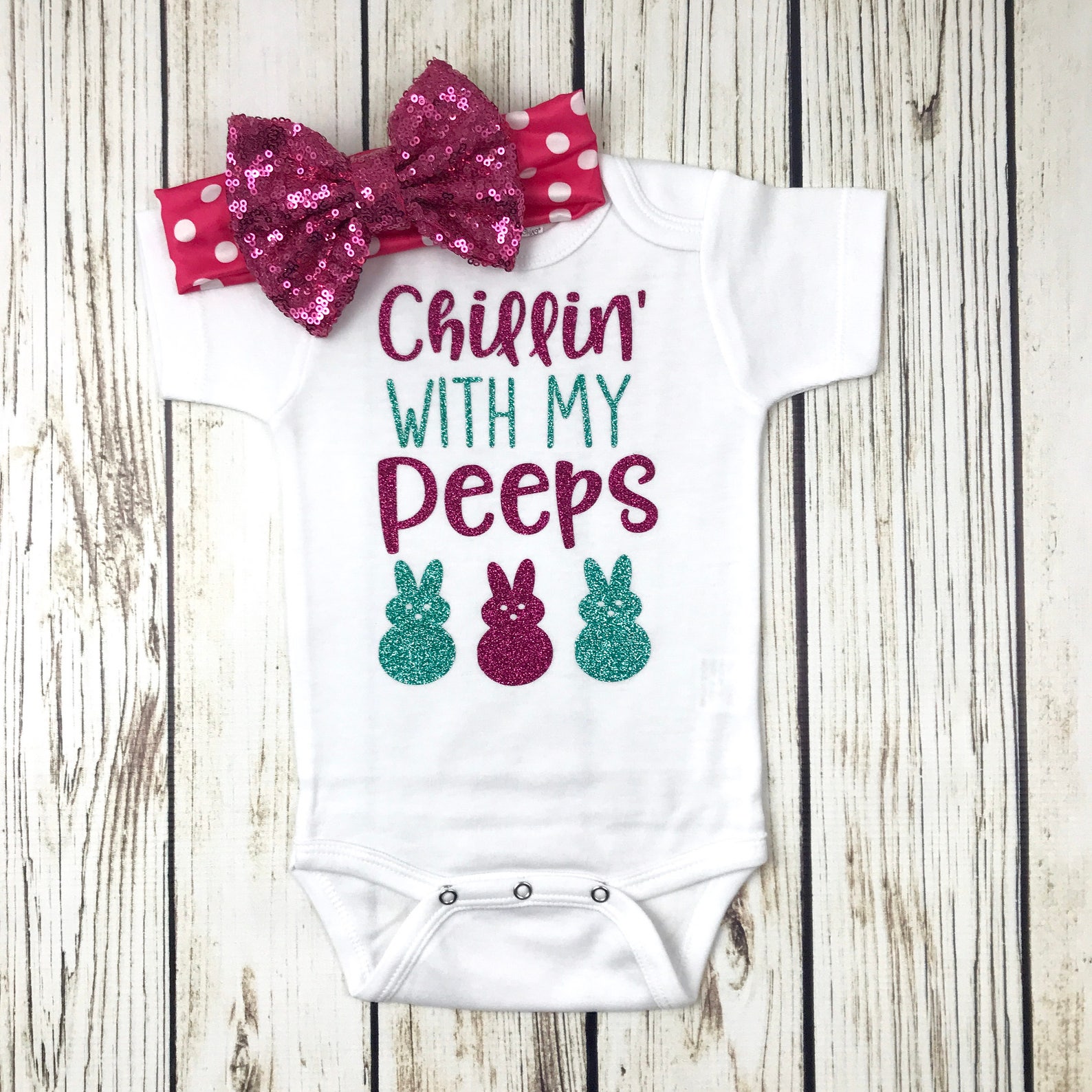 Chillin With My Peeps Baby Girl First Easter Bodysuit Outfit | Etsy
