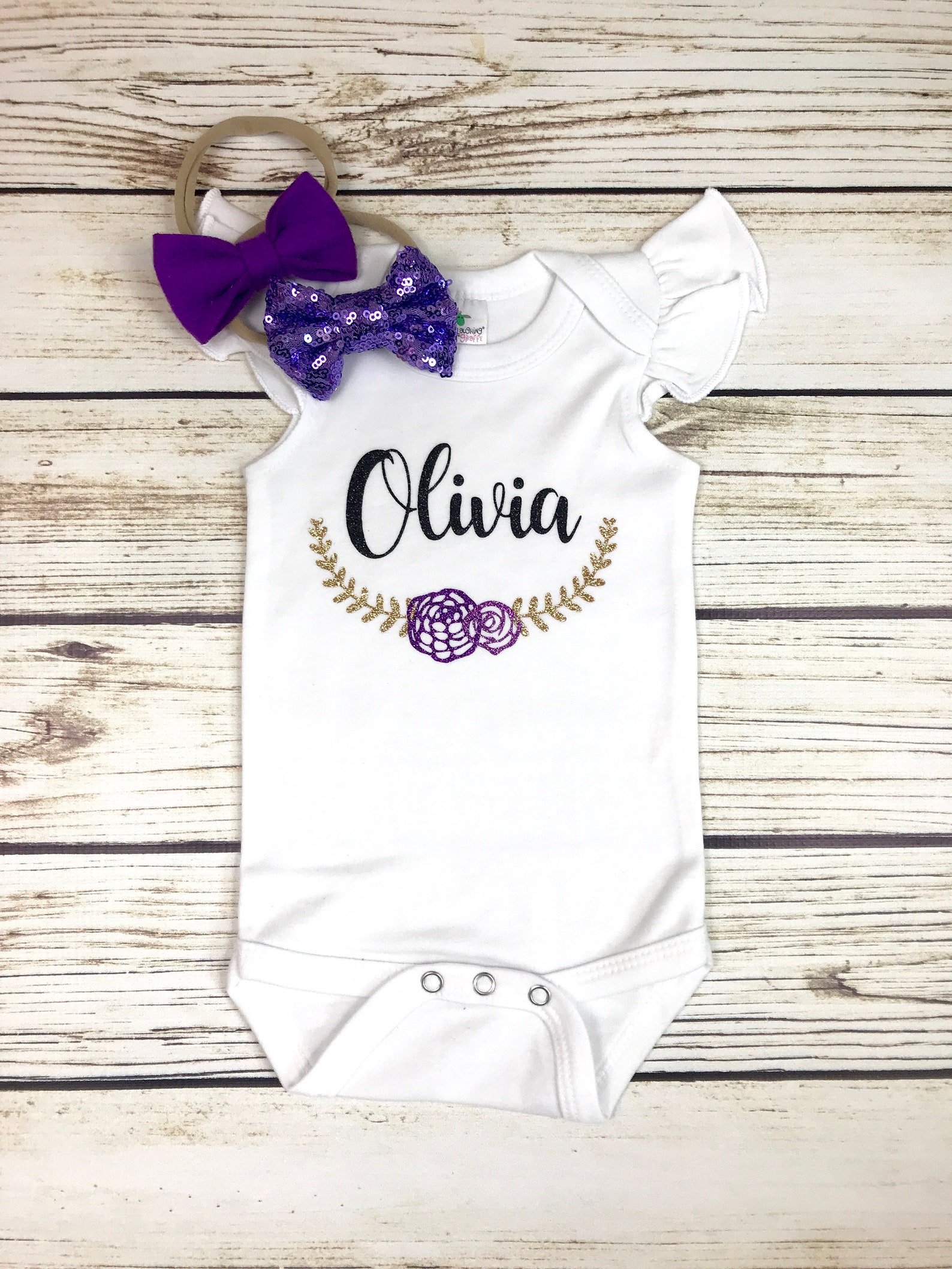 Newborn Baby Girl Custom Name Bodysuit With Matching Newborn - Etsy