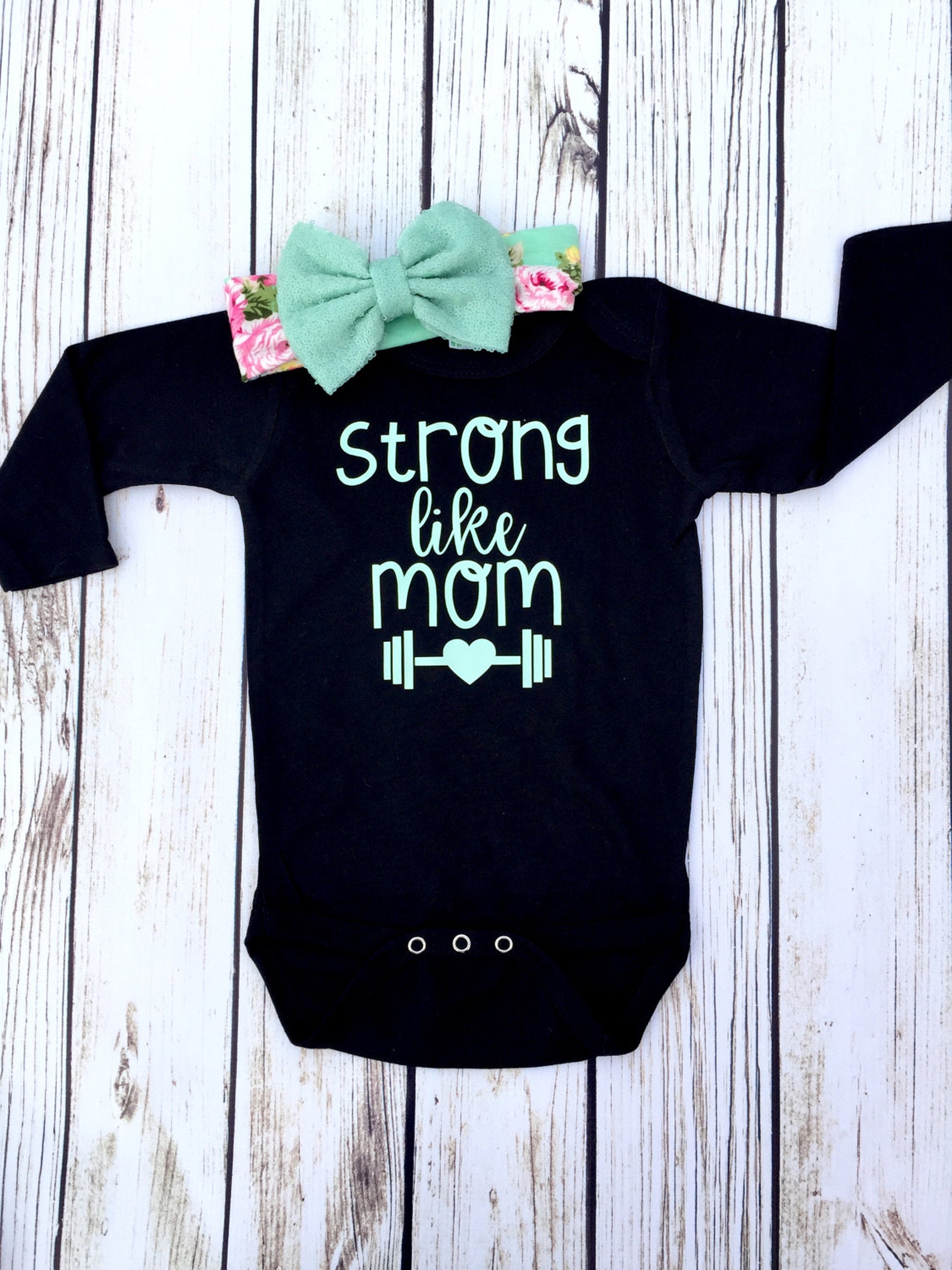 Strong Like Mom Baby Girl Bodysuit Outfit - Etsy