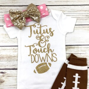 Tutus & Touchdowns Pink and Gold Bodysuit Outfit for Baby Girl - Etsy