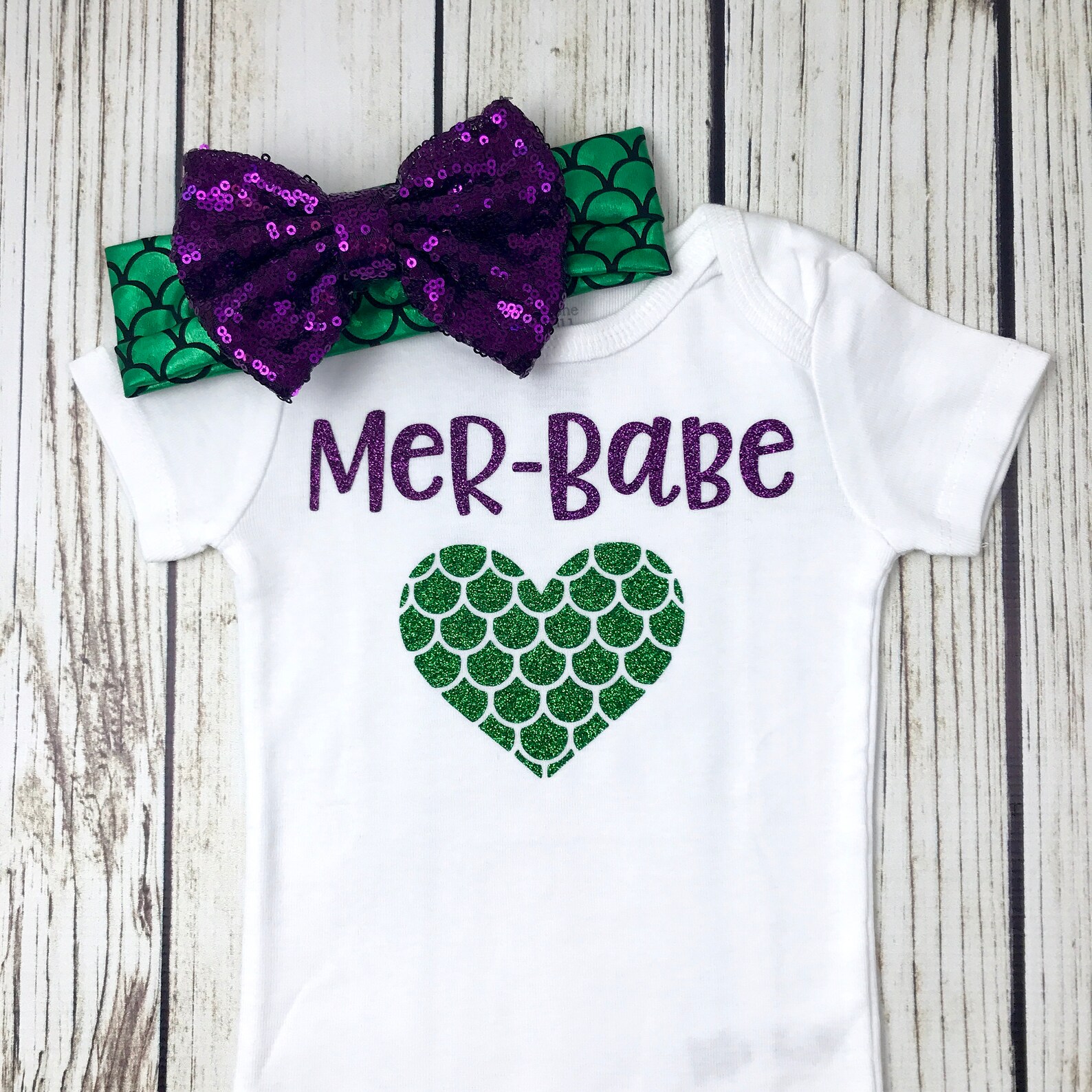 Mer-babe Mermaid Baby Girl Bodysuit Outfit - Etsy