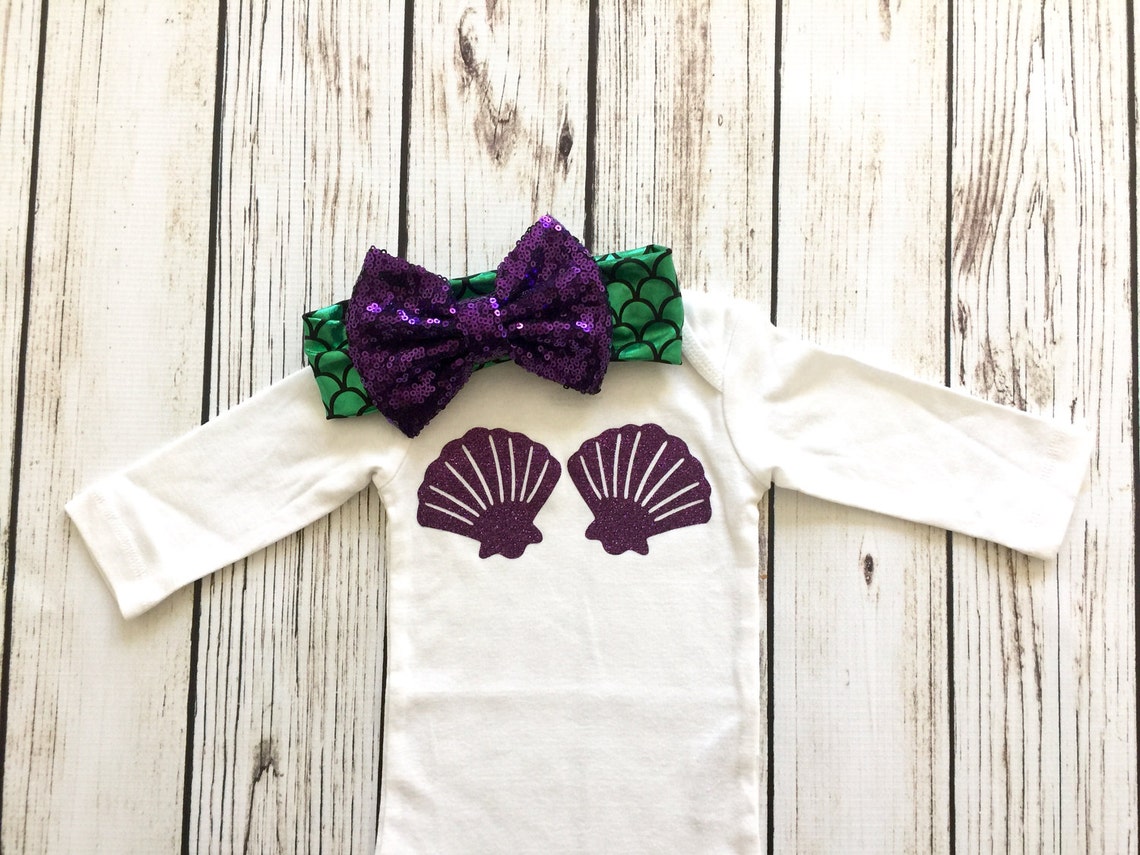 Mermaid Shell Bra Baby Girl Bodysuit Outfit Easy Mermaid Costume - Etsy