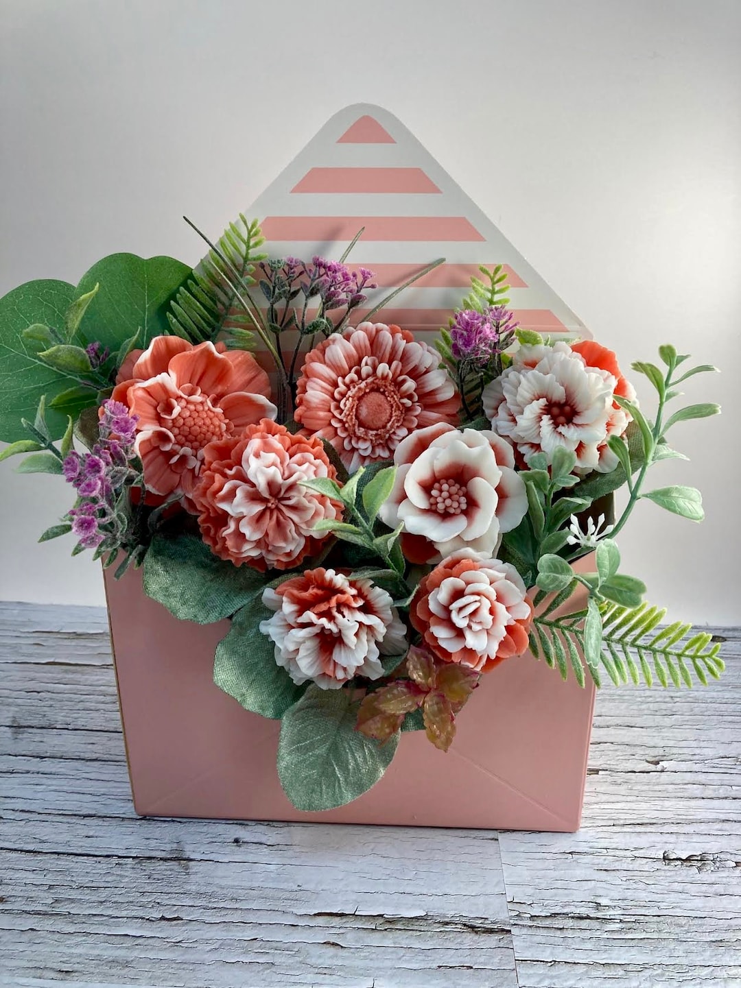 Handmade Soap Flower Bouquet/arrangement in the Box/envelope "flowers ...