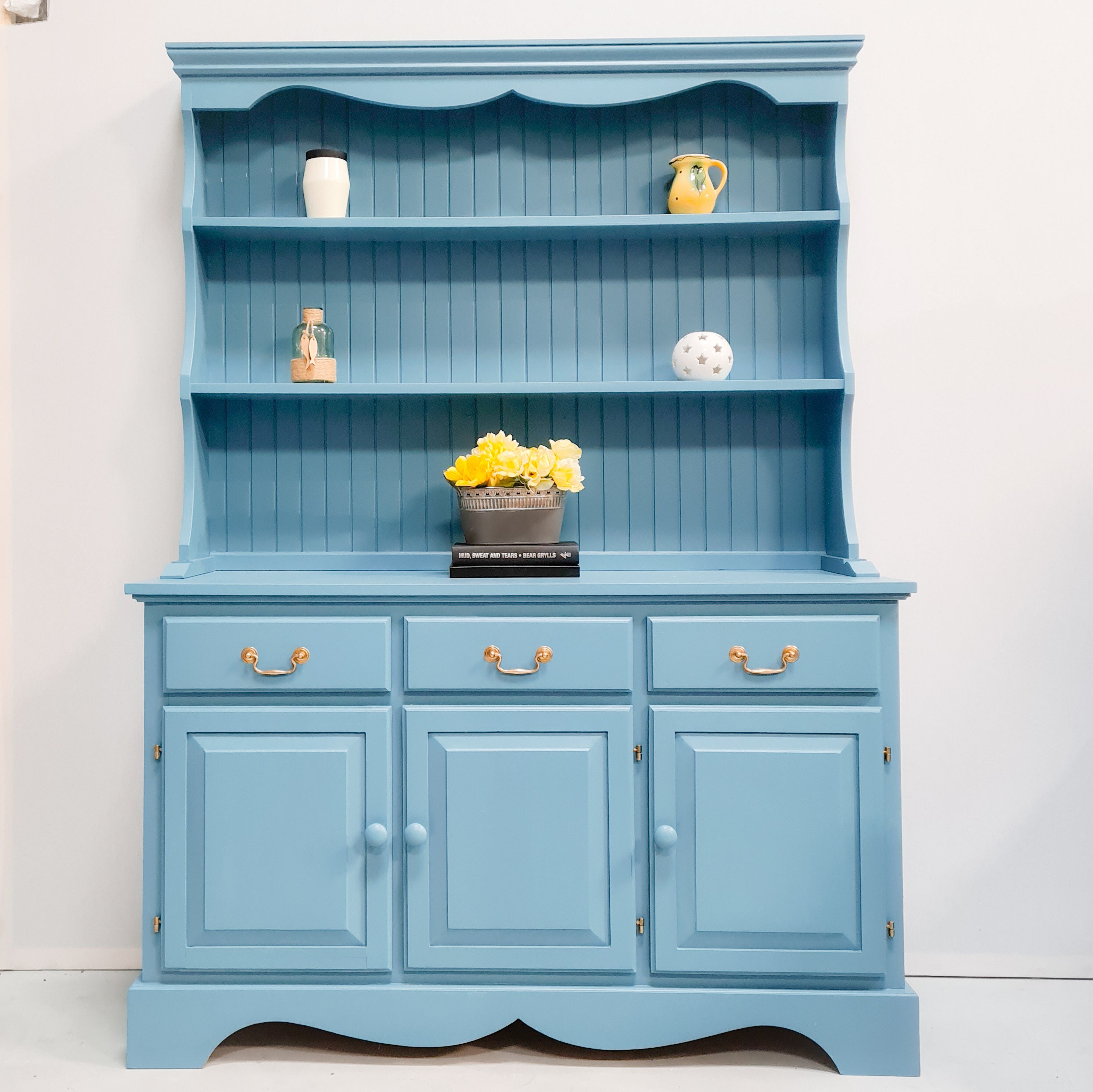 Pine Welsh Dresser Painted Blue. Painted to Order Custom Furniture Etsy