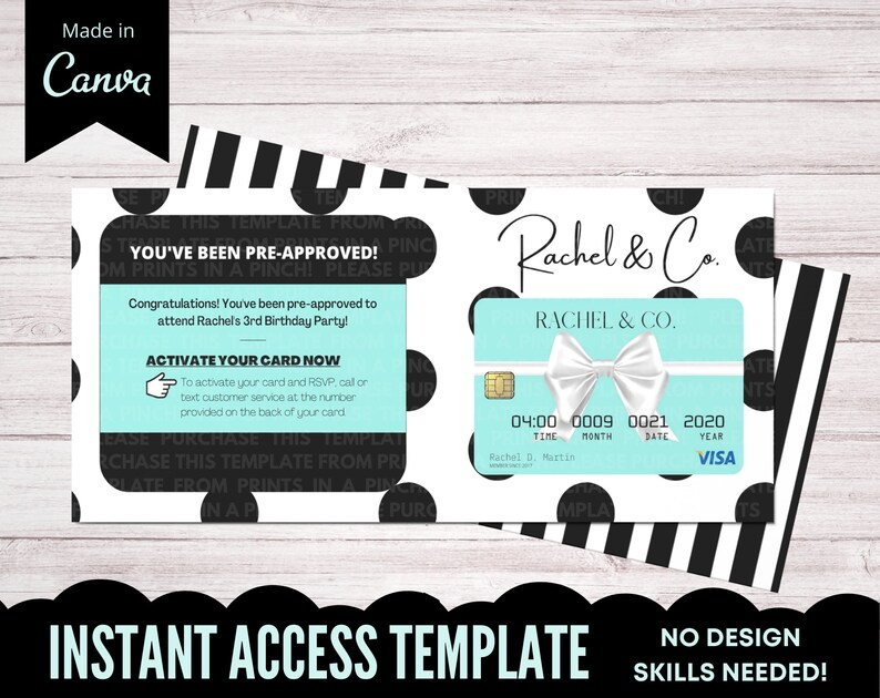 Teal & Co. Credit Card Invitation Template Birthday Party, Wedding ...