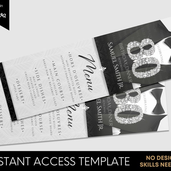 80th Birthday Menu - Etsy