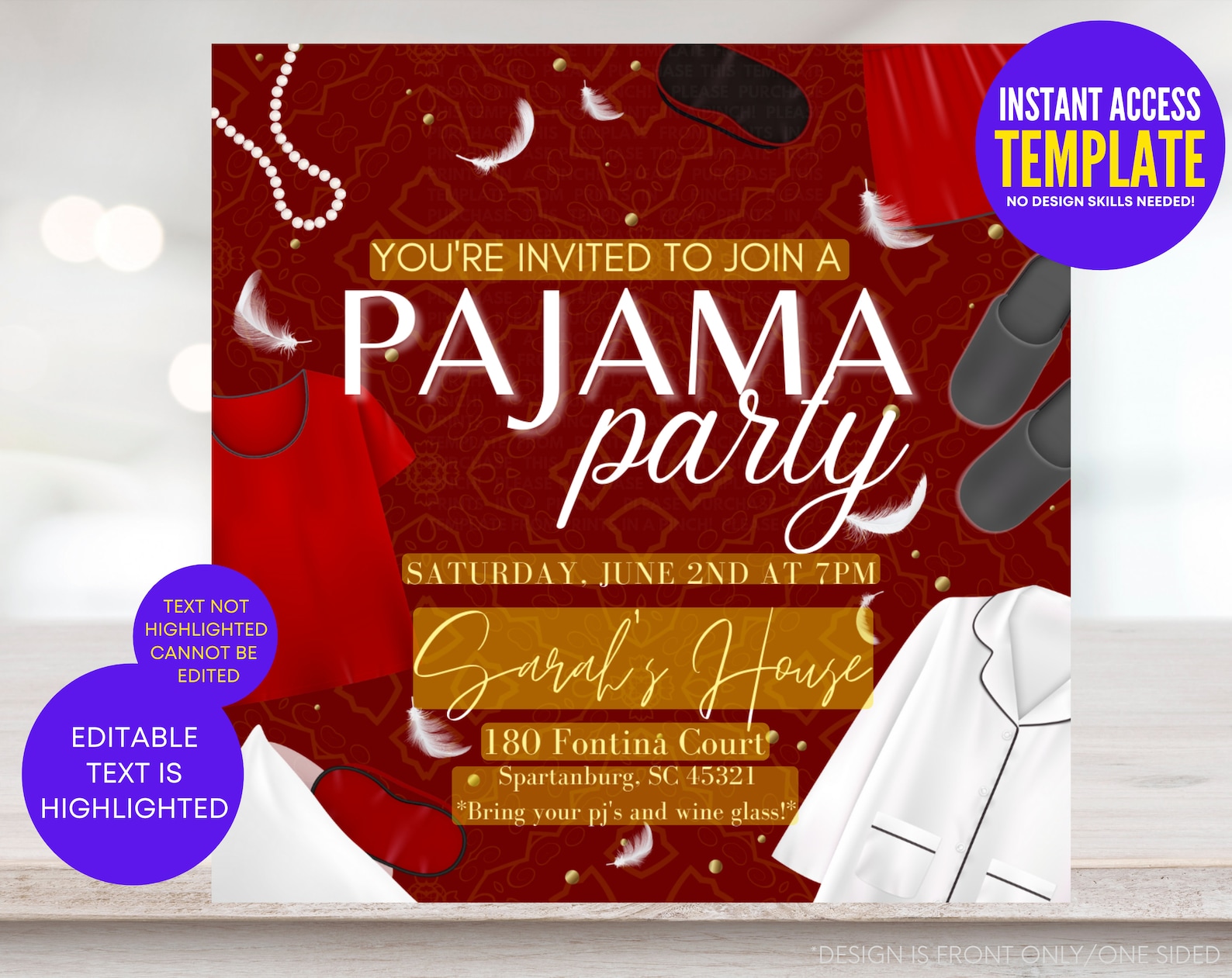 adult-pajama-party-red-pearls-invitation-template-girls-etsy