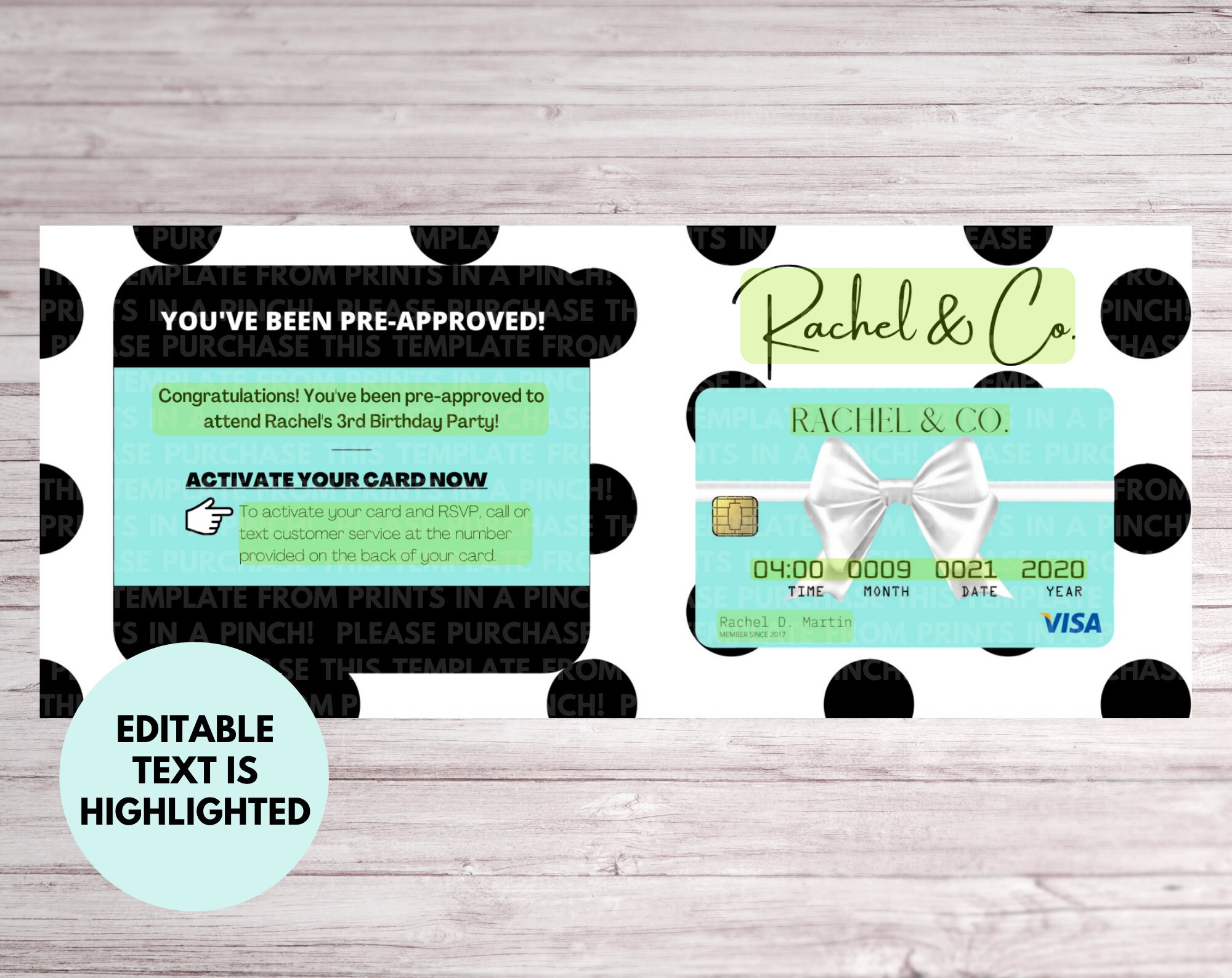 Teal & Co. Credit Card Invitation Template Birthday Party, Wedding ...