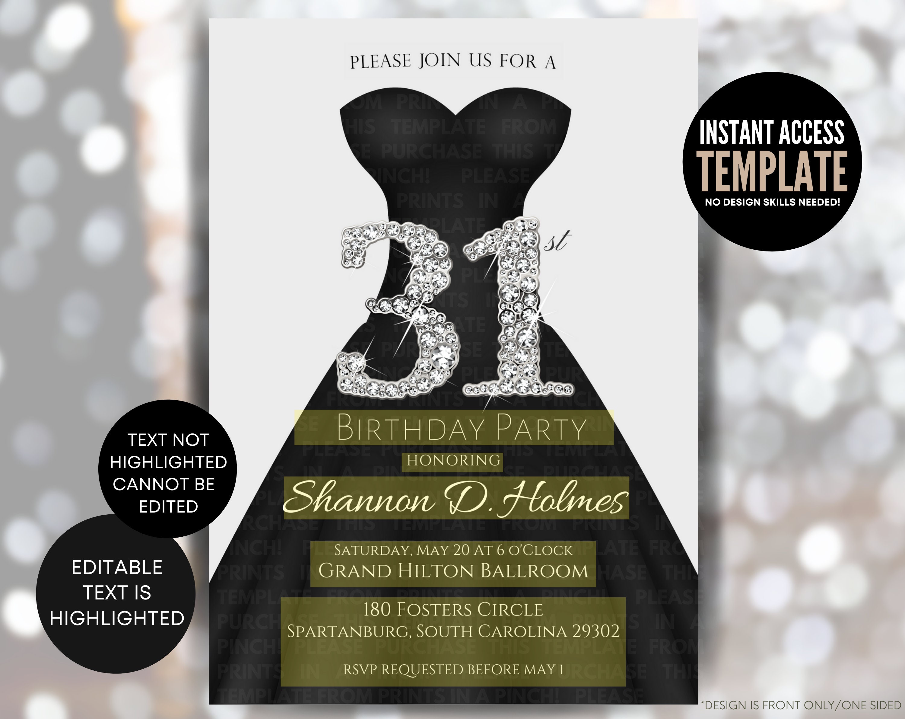 Women's 31st Birthday Party Silver Formal Invite DIY - Etsy