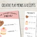 Printable Bakery Menus and Receipts for Kids Creative Play, Pretend ...