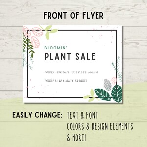 Plant Sale Event Flyer – EDITABLE TEMPLATE – Easily Promote Your Plant ...