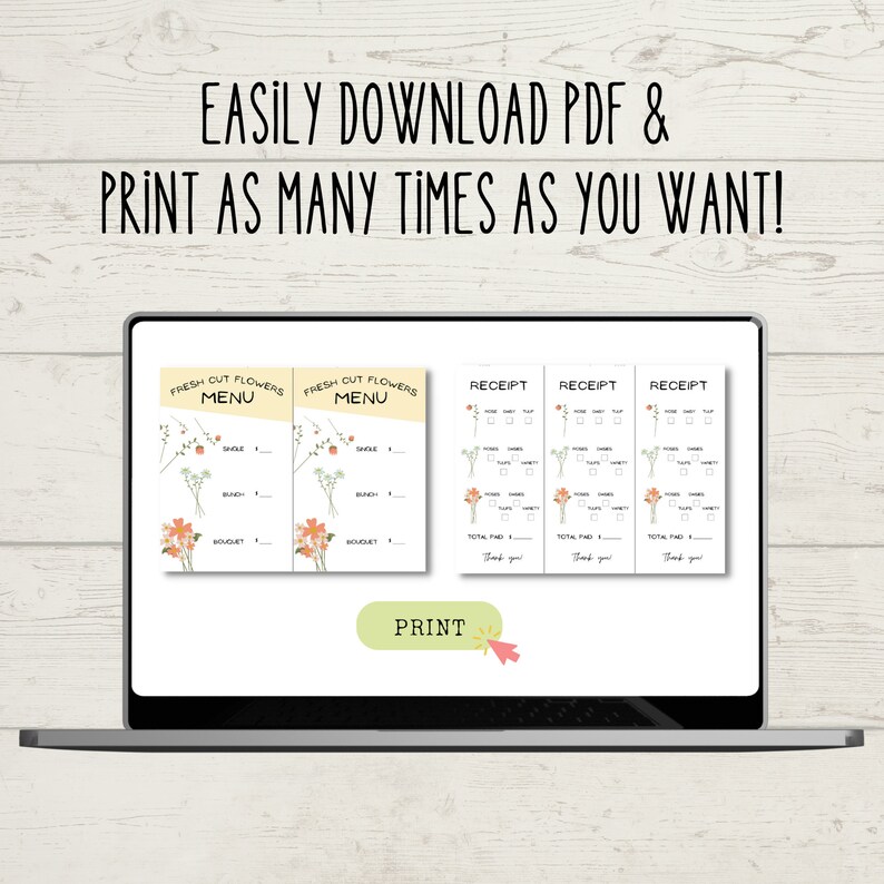 Printable Flower Shop Menus and Receipts for Kids Creative - Etsy