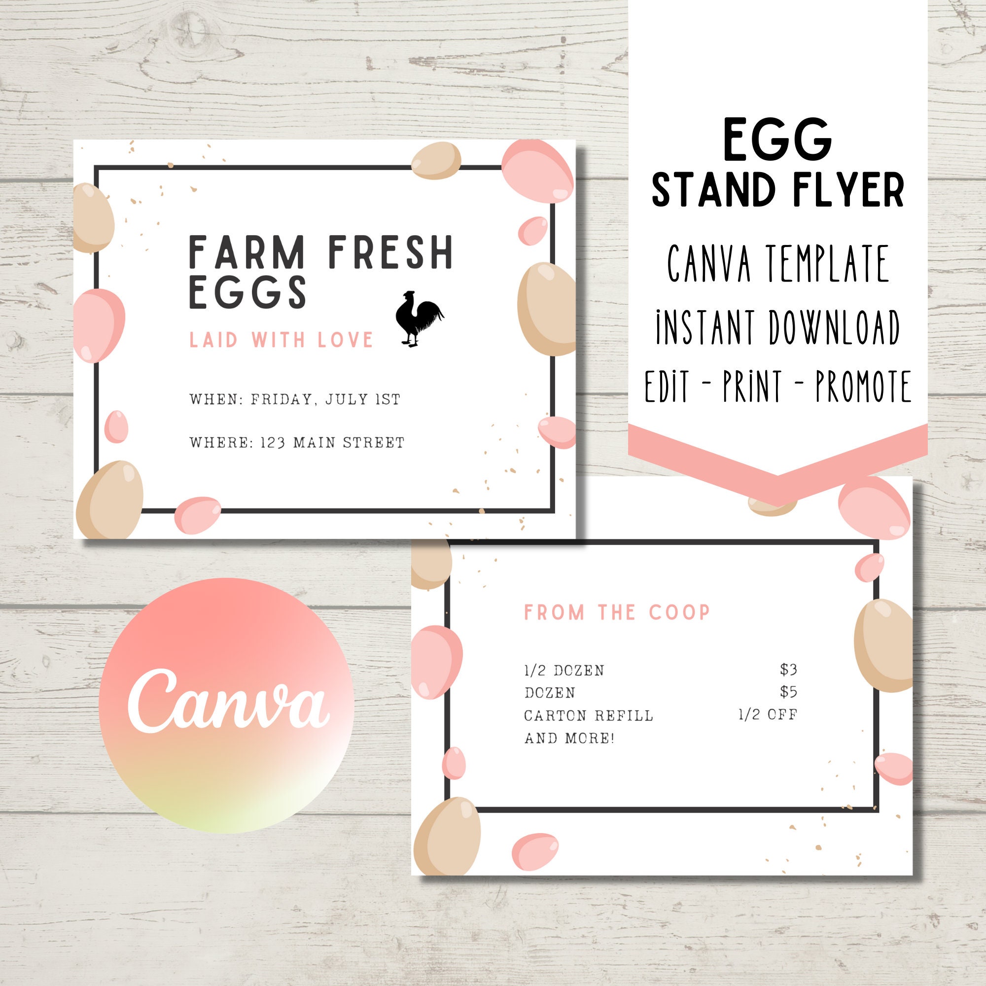 Farm Fresh Egg Stand Event Flyer – EDITABLE TEMPLATE – Easily Promote ...