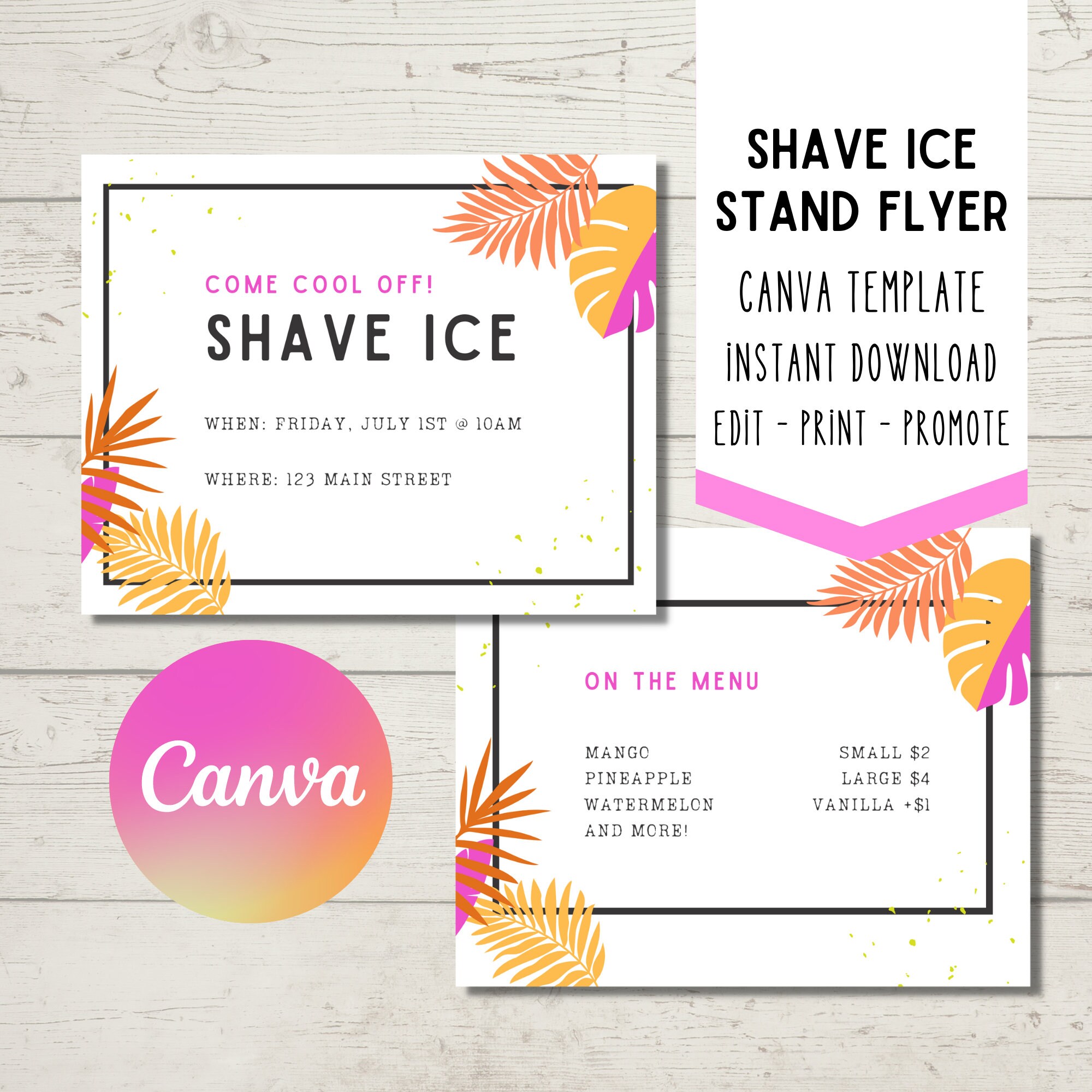 Shave Ice Stand Event Flyer EDITABLE TEMPLATE Easily | Etsy