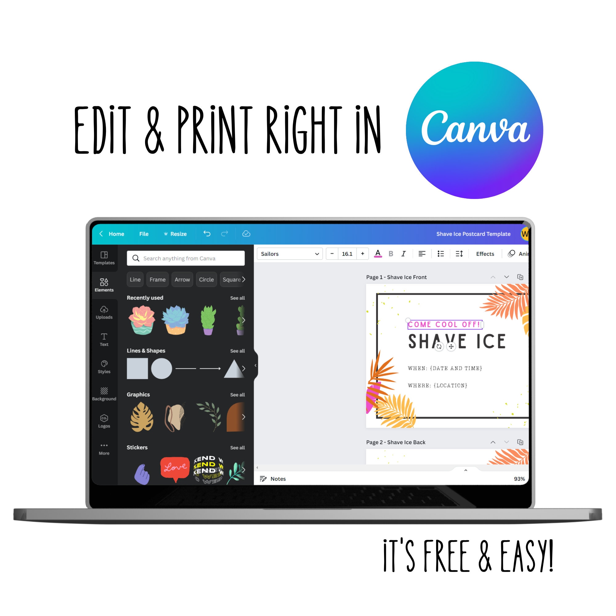 Shave Ice Stand Event Flyer EDITABLE TEMPLATE Easily | Etsy