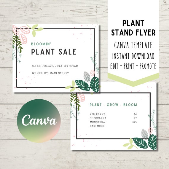 Plant Sale Event Flyer EDITABLE TEMPLATE Easily Promote - Etsy