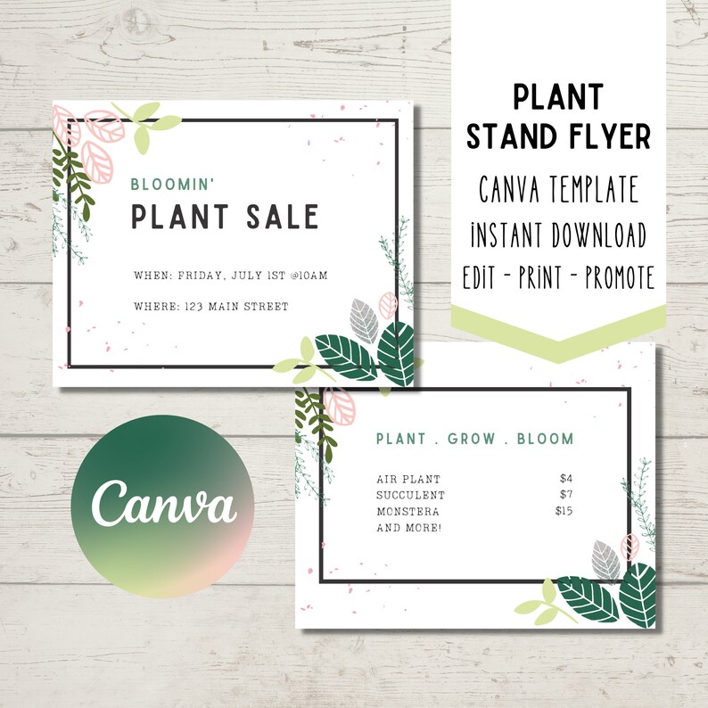 Plant Sale Event Flyer EDITABLE TEMPLATE Easily Promote - Etsy