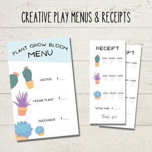 Printable Plant Store Menus and Receipts for Kids Creative Play ...