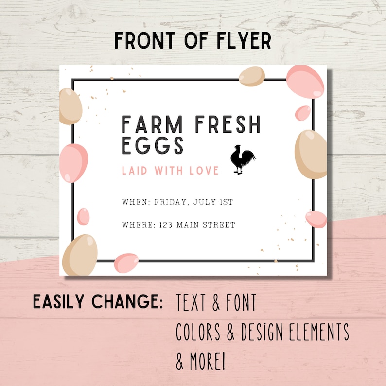 Farm Fresh Egg Stand Event Flyer EDITABLE TEMPLATE Easily - Etsy